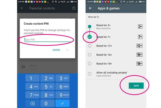 How to enable parental control in Google Play Store